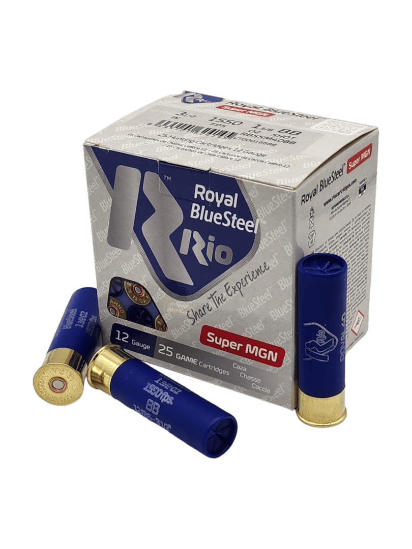 12 Gauge Rio Royal BlueSteel Super Magnum 3 1/2inch 1550 FPS 1 3/8oz BB steel shot (25 Count)